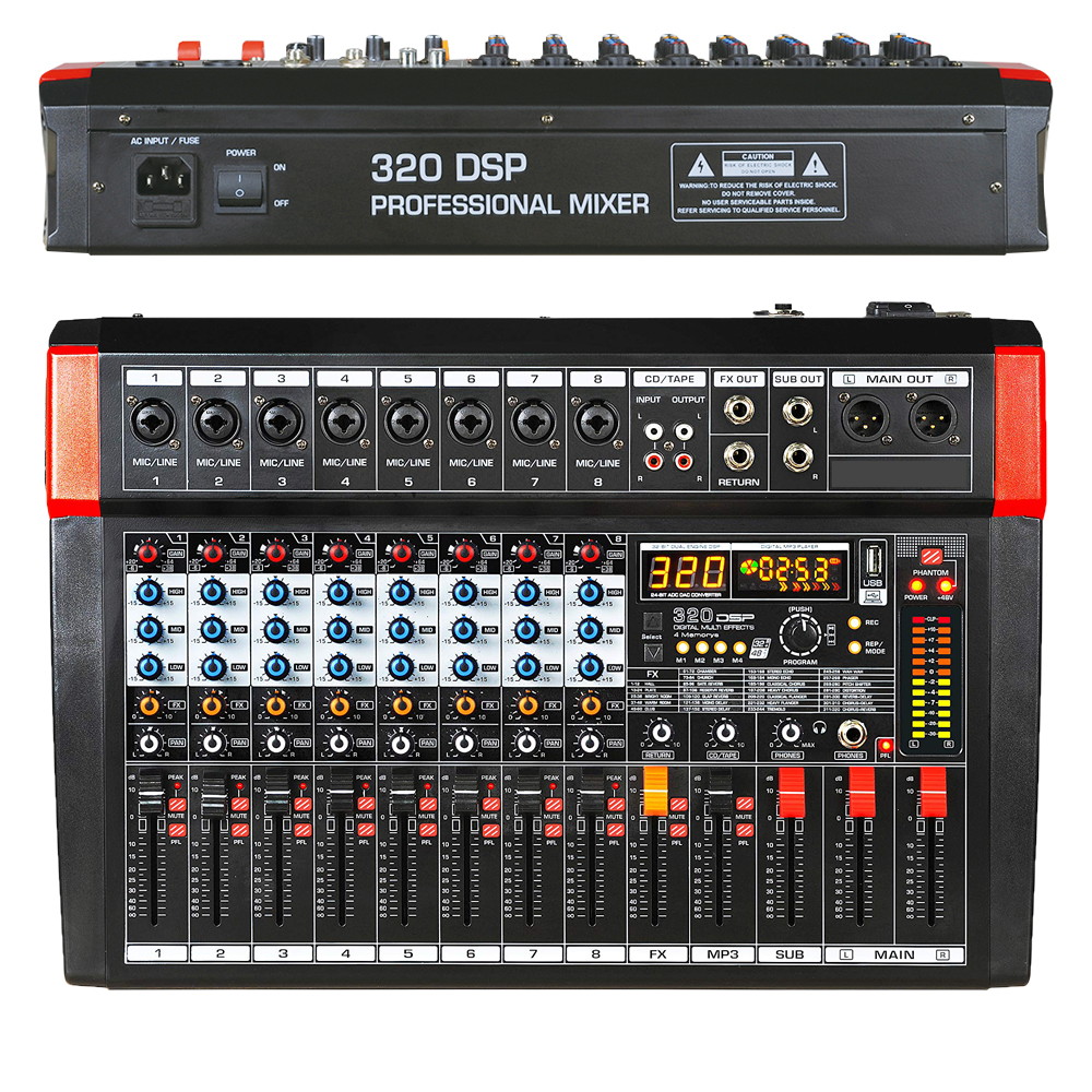 Professional Recording 8 Channel Mixer With Effects and Bluetooth